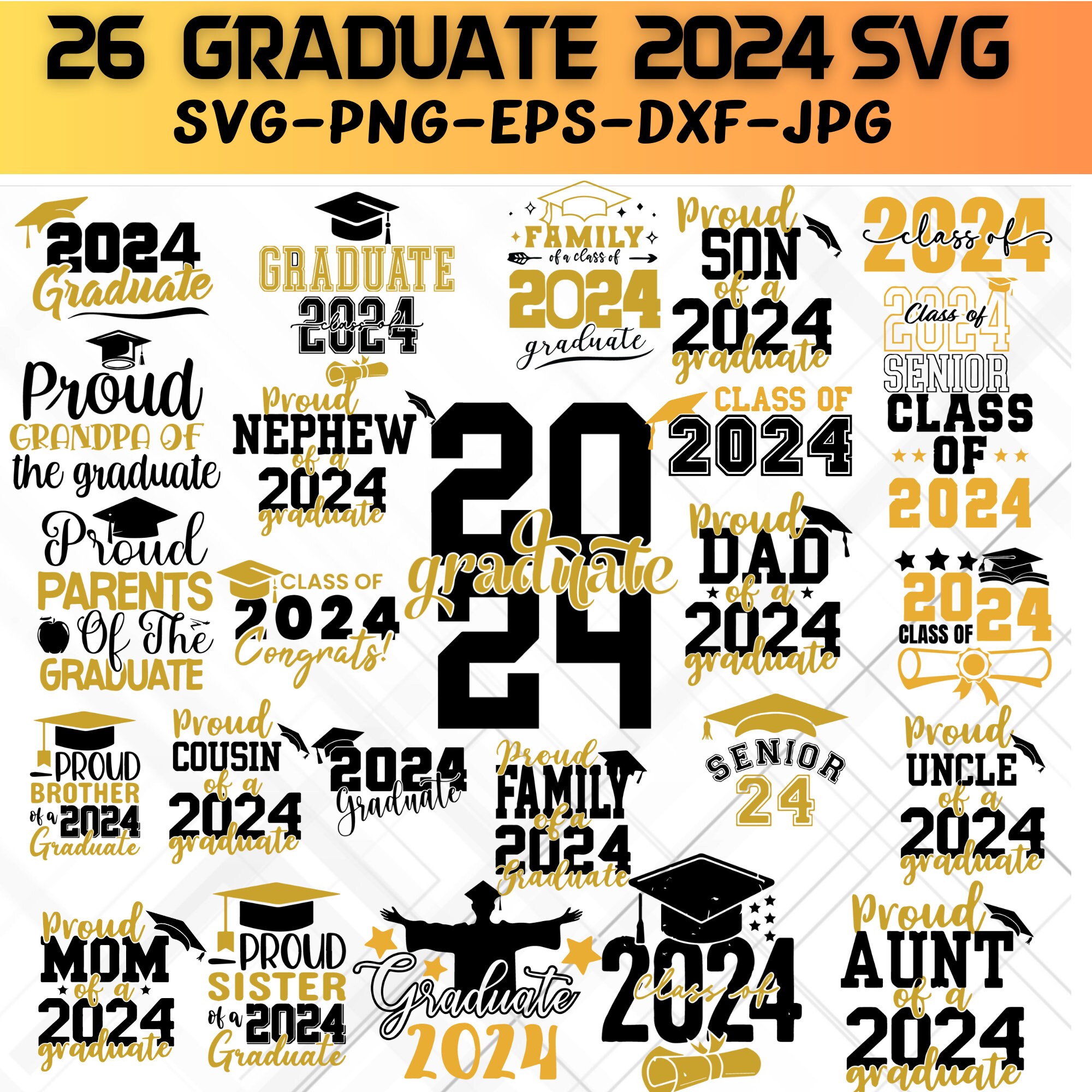 Graduation Cap 2024 Svg Bundle,proud Graduate 2024 Svg,class of 2024 ...