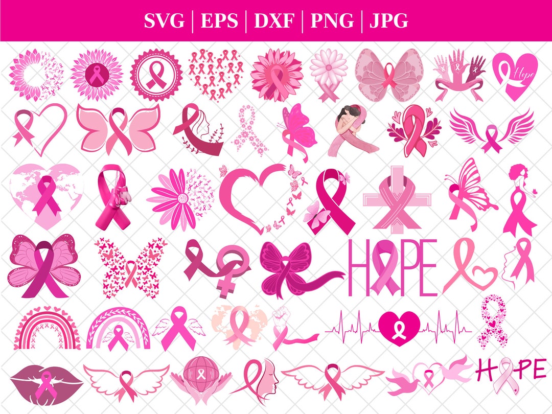Breast Cancer SVG Bundle, Pink Awareness Ribbon Svg,cancer Awareness ...