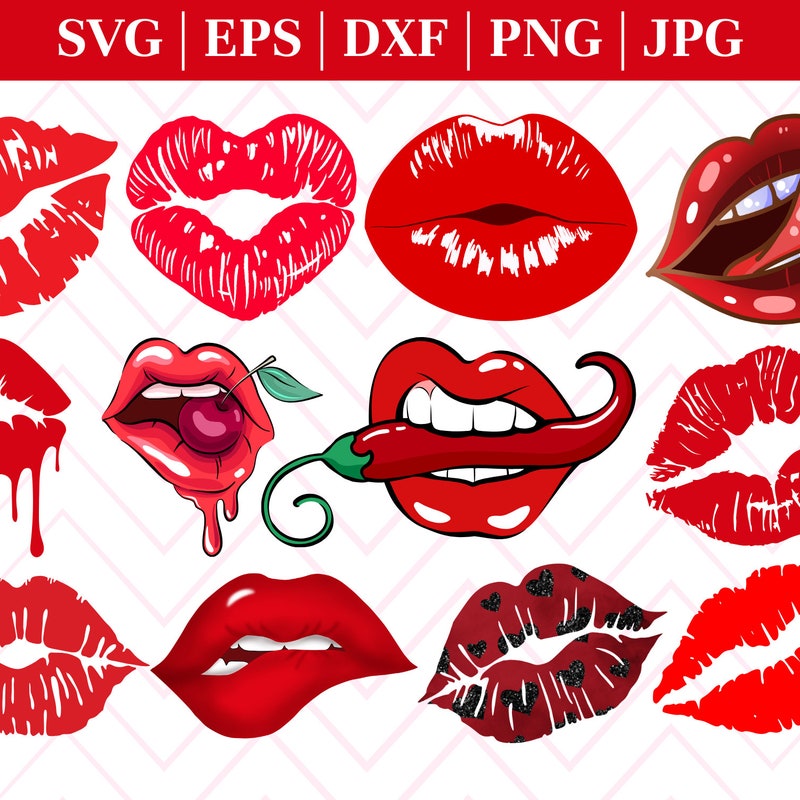 Kiss Lips Svg - Etsy