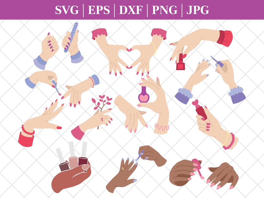 Nail Svg/ Woman Nails Hands Png/ Nail Artist SVG, Girl Hand Svg/ Nail ...