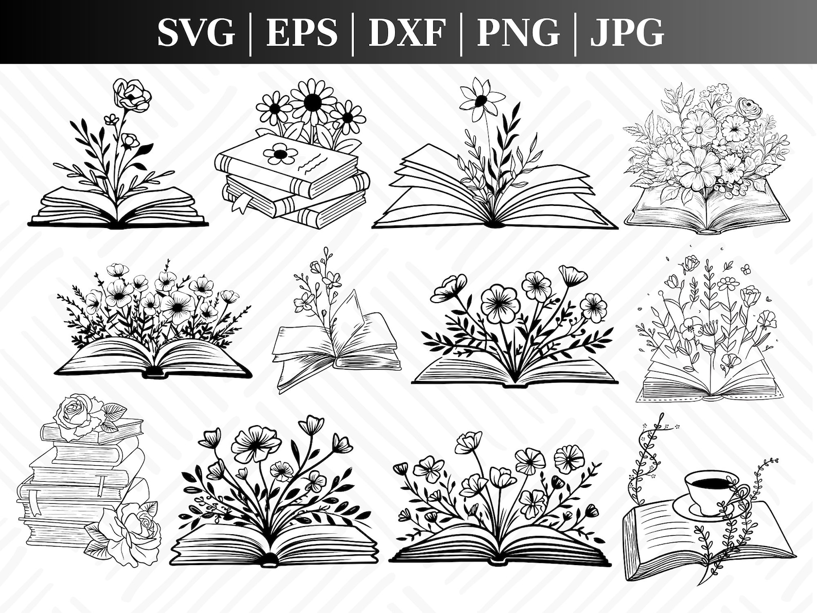 Floral Book SVG, Book Svg, Book With Flowers Svg, Reading Svg, Read ...