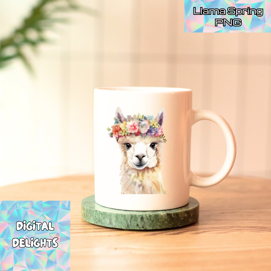 Llama Spring Flower PNG Llama PNG Spring Summer Day PNG, Sublimation ...