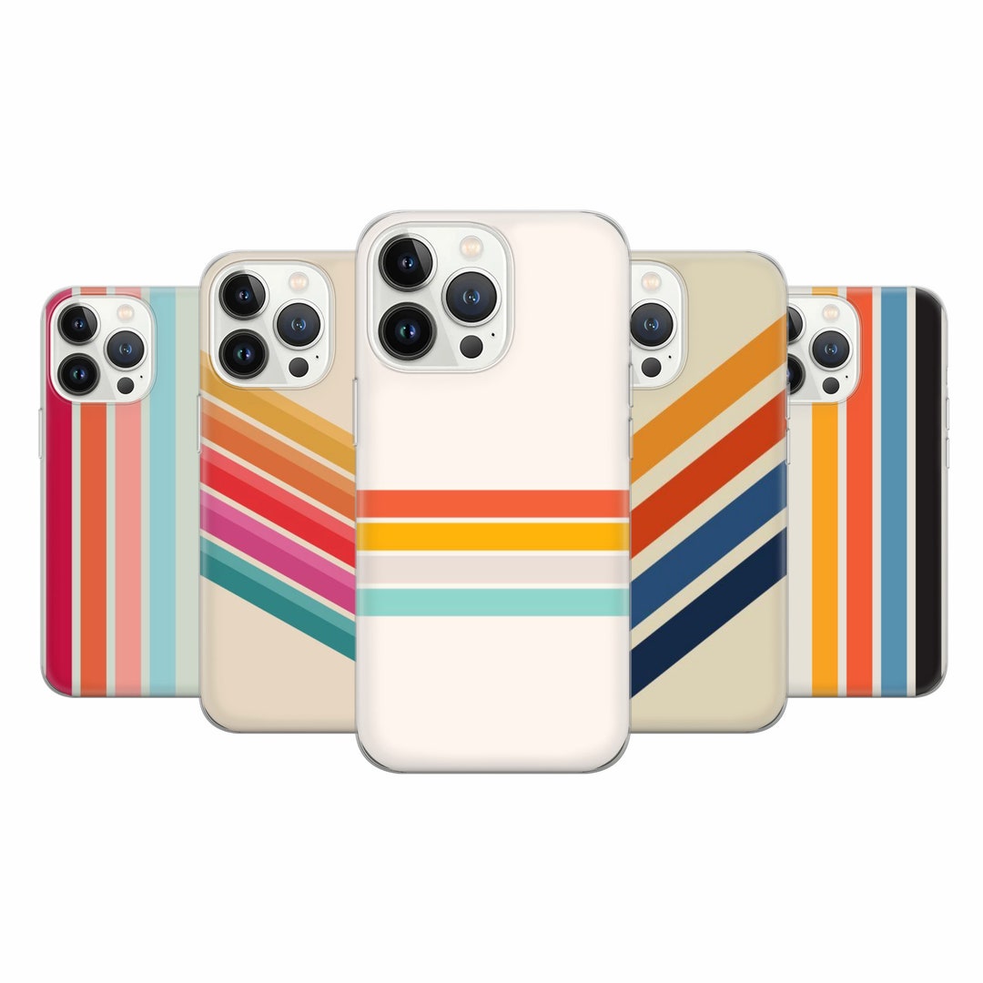 Retro Stripes Phone Case Aesthetic Vintage Cover for iPhone 16 Pro, 15 ...