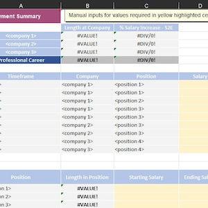 Employment and Salary Tracker | Excel Template - Etsy