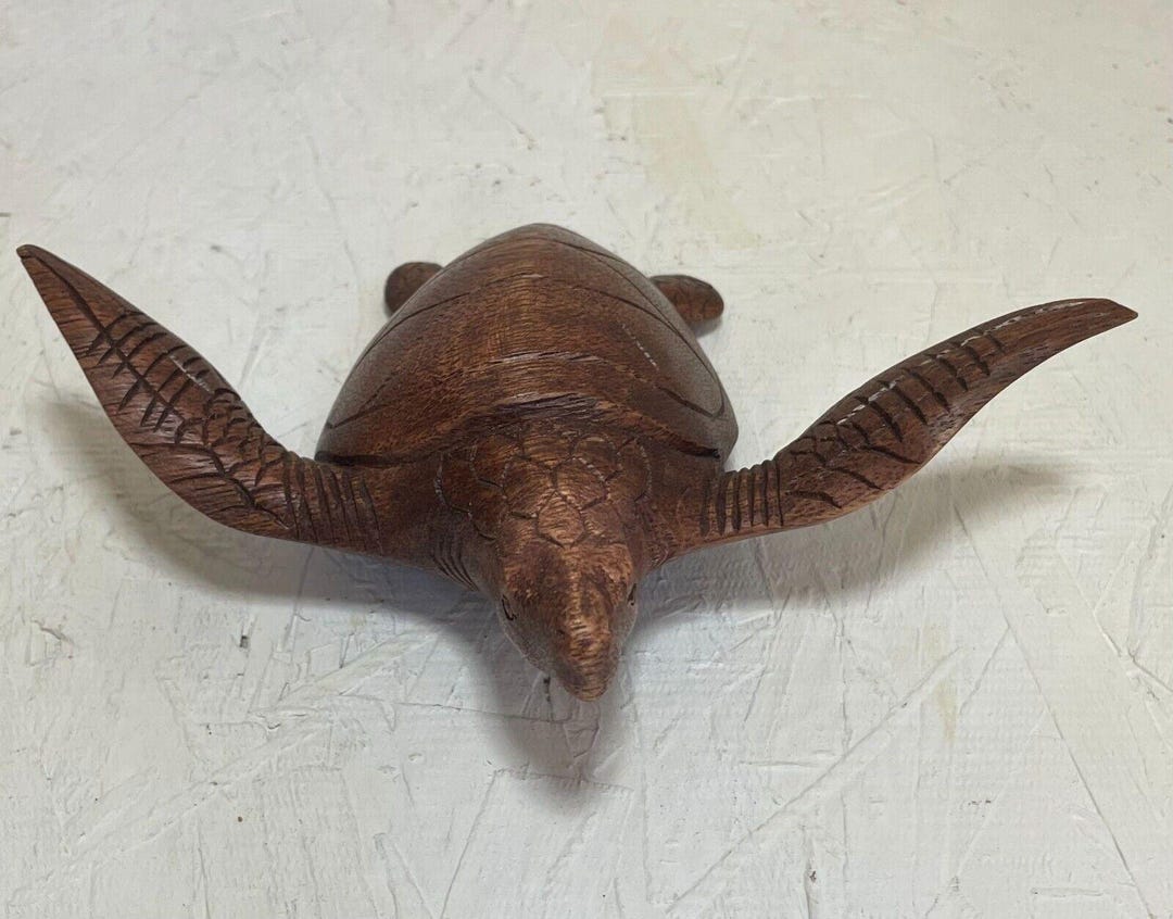 Vintage Wood Carved Sea Turtle Head Wood Decor Sculpture - Etsy
