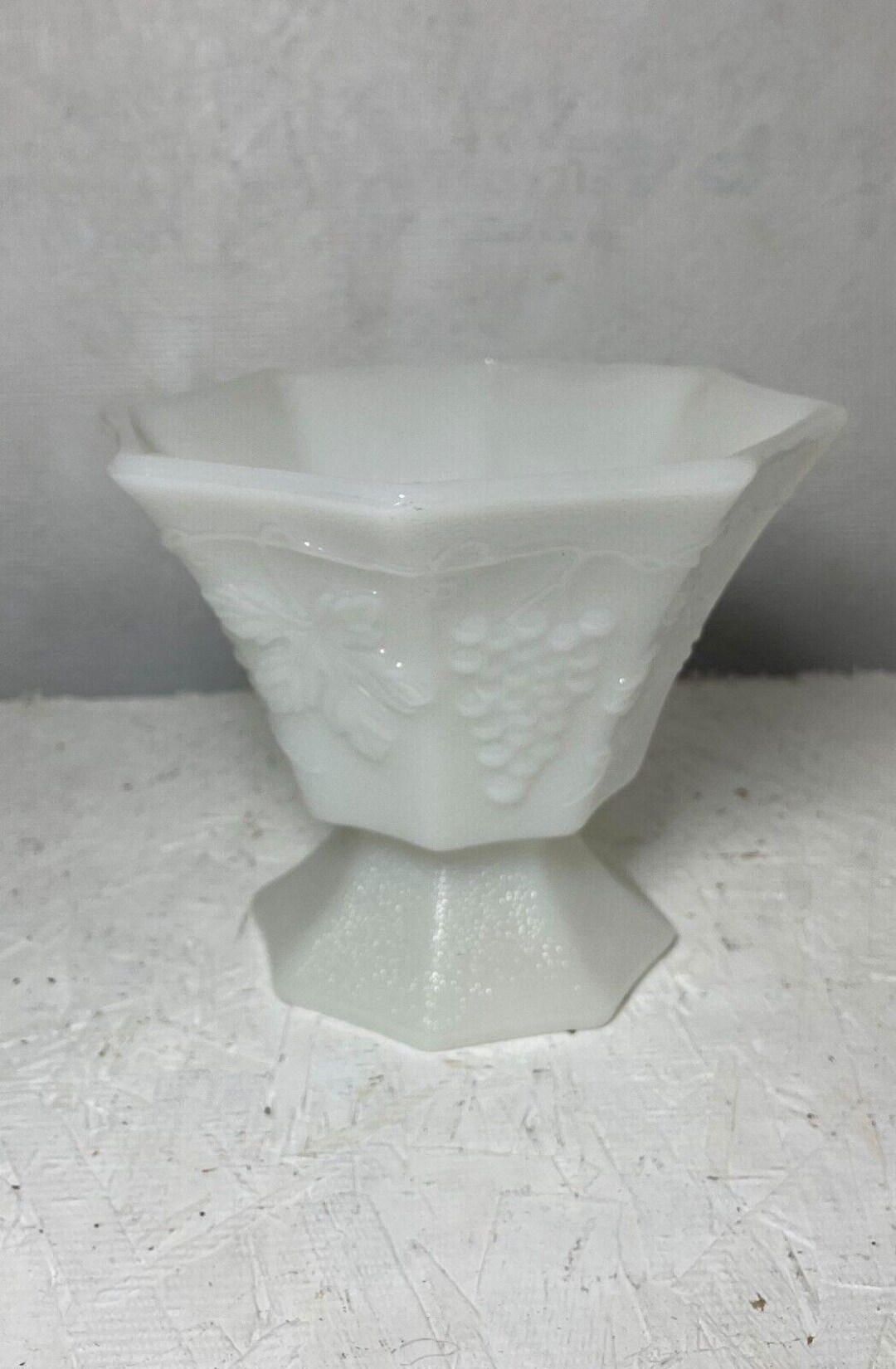 Vintage Milk Glass Pedestal Candy Planter Vase Harvest Grape Leaf - Etsy