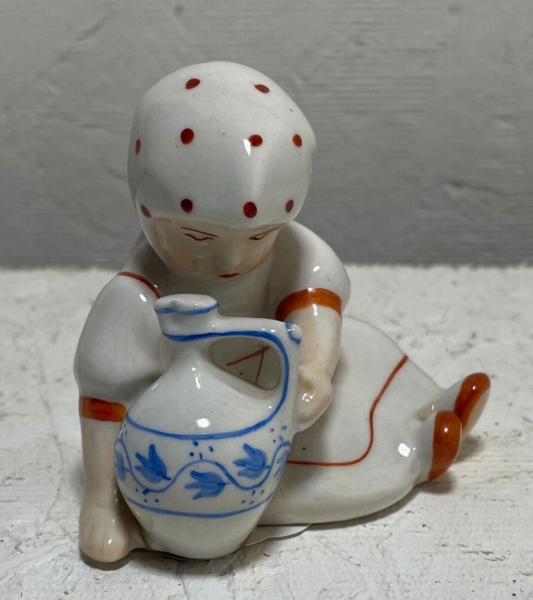 Vintage Zsolnay Pecs Porcelain Figurine Figure Girl Playing With Jug ...