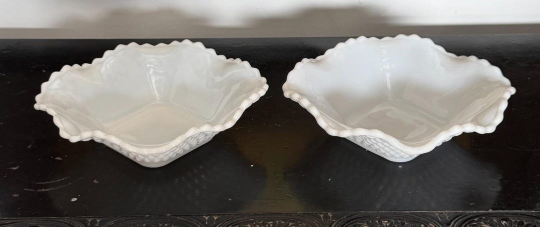 Vintage Diamond Pattern Milk Glass Square Candy Dish Diamond Pattern 6 ...