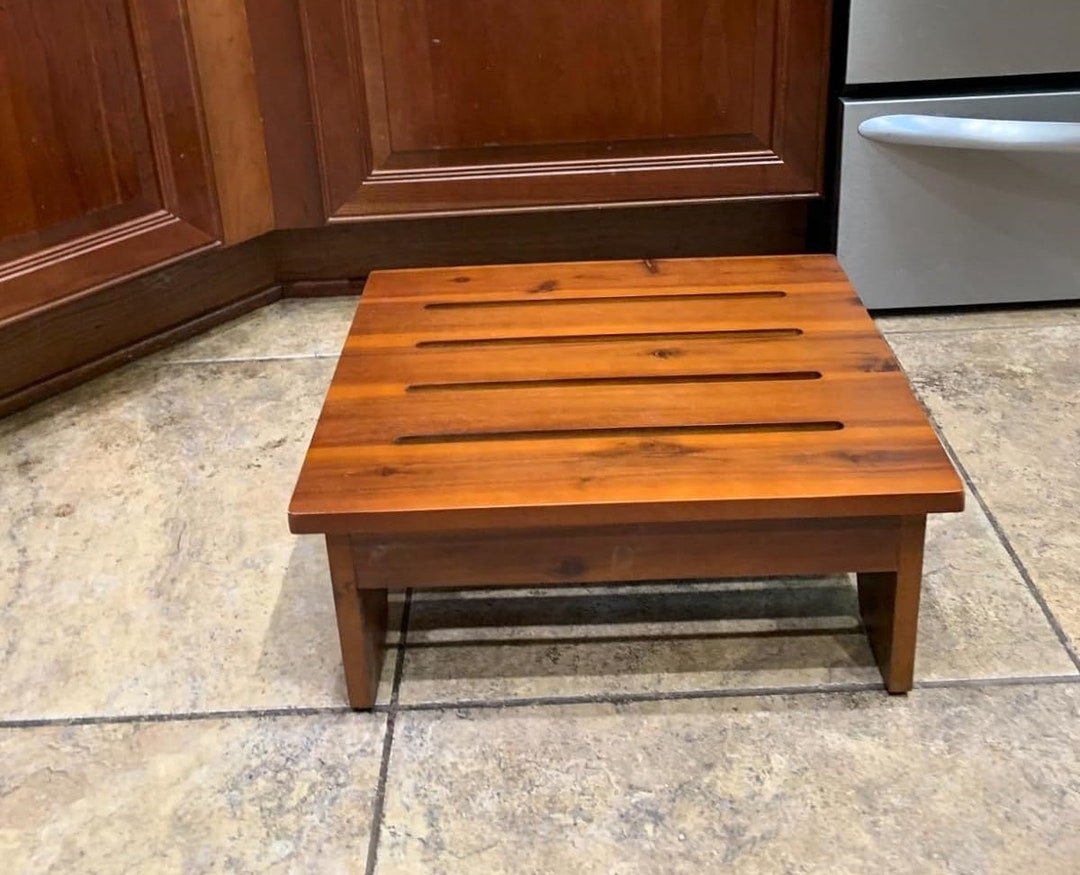 Acacia Wooden Safety Stepping Stool Bathroom Aid Adults Portable One ...