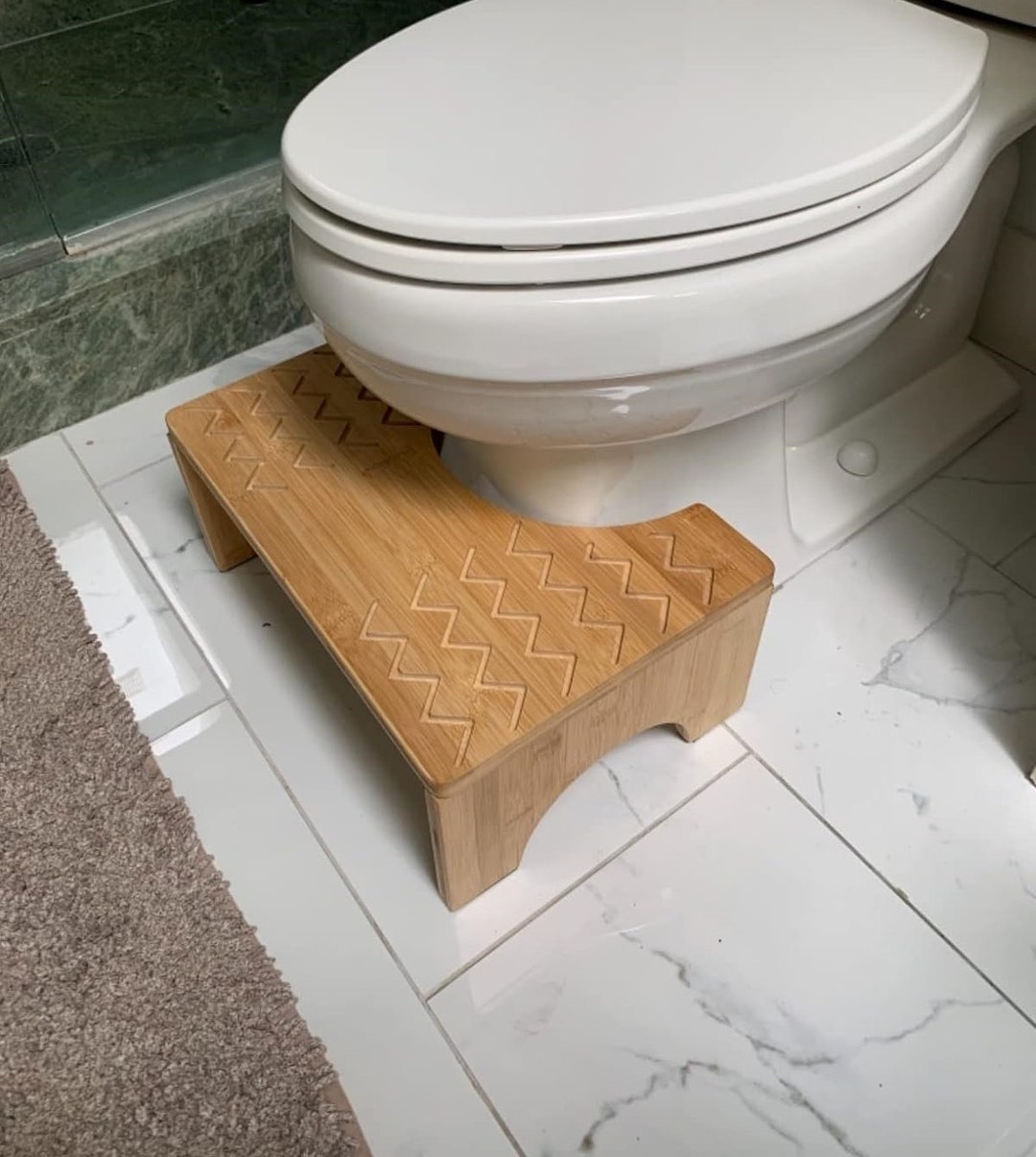 Wood Bamboo Poop Stool Bathroom Step Stool Toilet Stool Squat With Anti ...