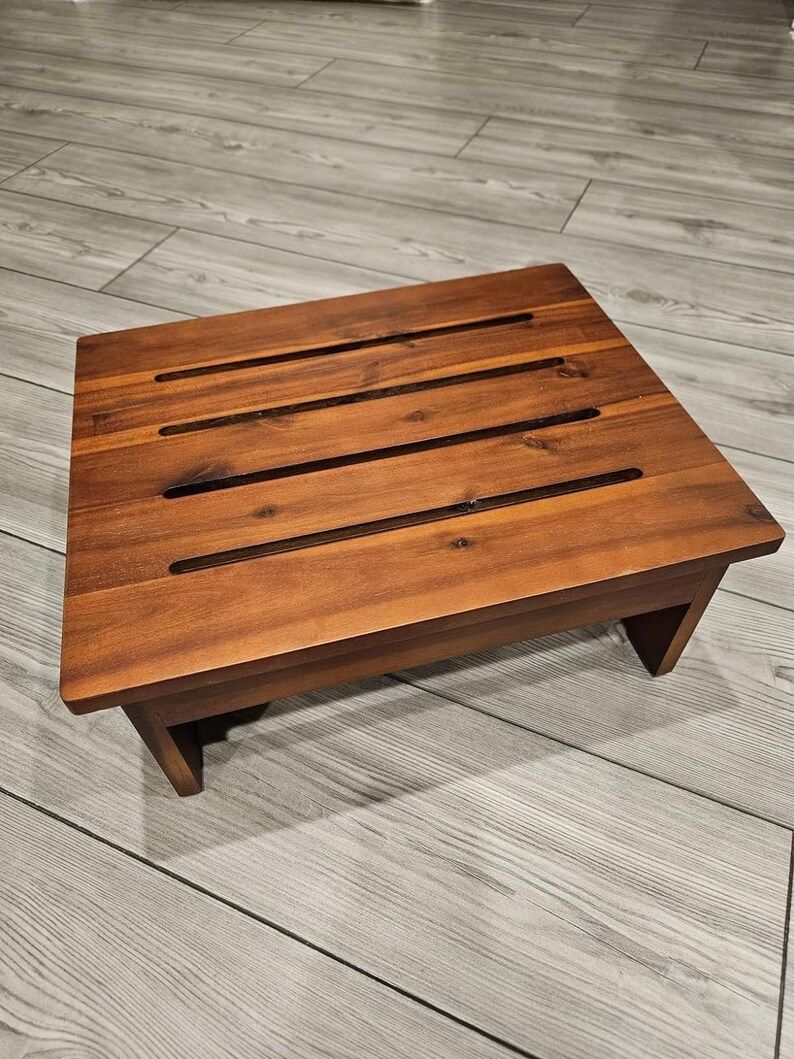 Acacia Wooden Safety Stepping Stool Bathroom Aid Adults Portable One ...