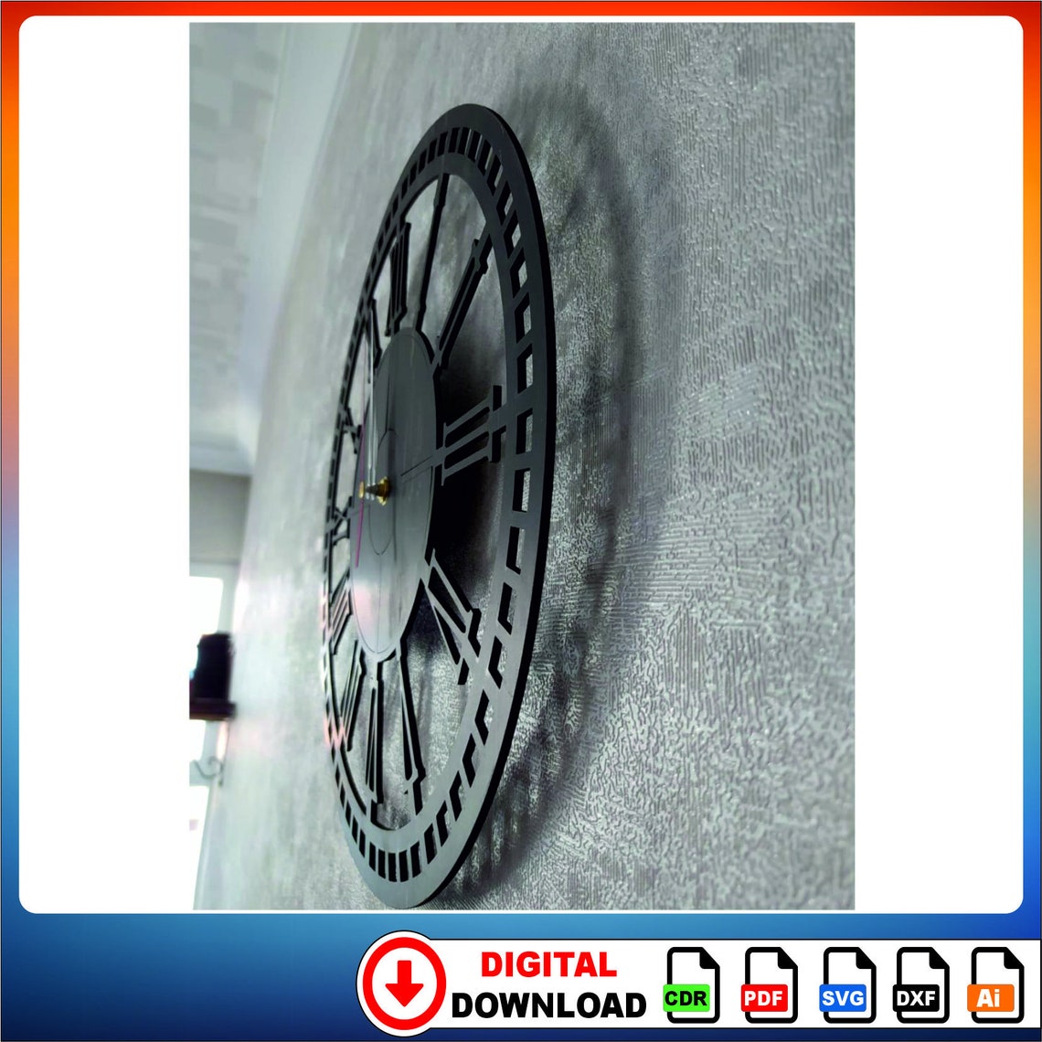 Roman Numeral Clock Laser Cut File SVG, Clock Models, Wall Decoration ...