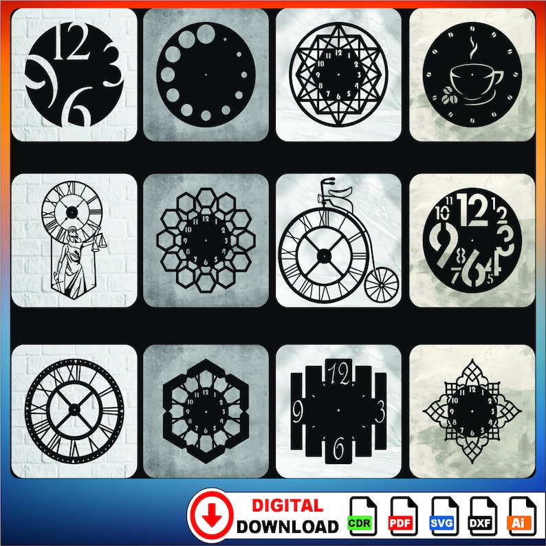 72 Laser Cut Clock Wall Decor Clocks, Clock Models, Wall Decoration ...
