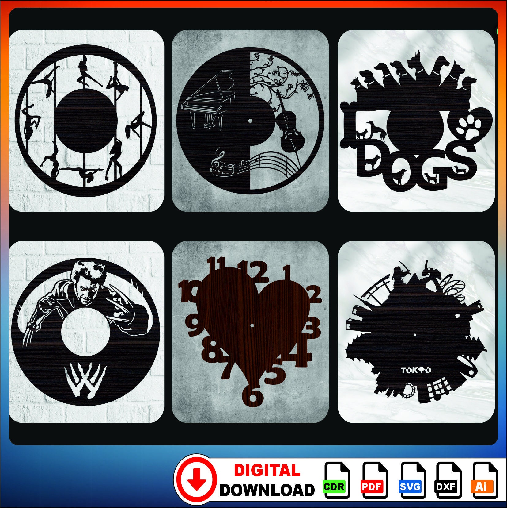 30 Laser Cut Clock Wall Decor Clocks, Clock Models, Wall Decoration ...