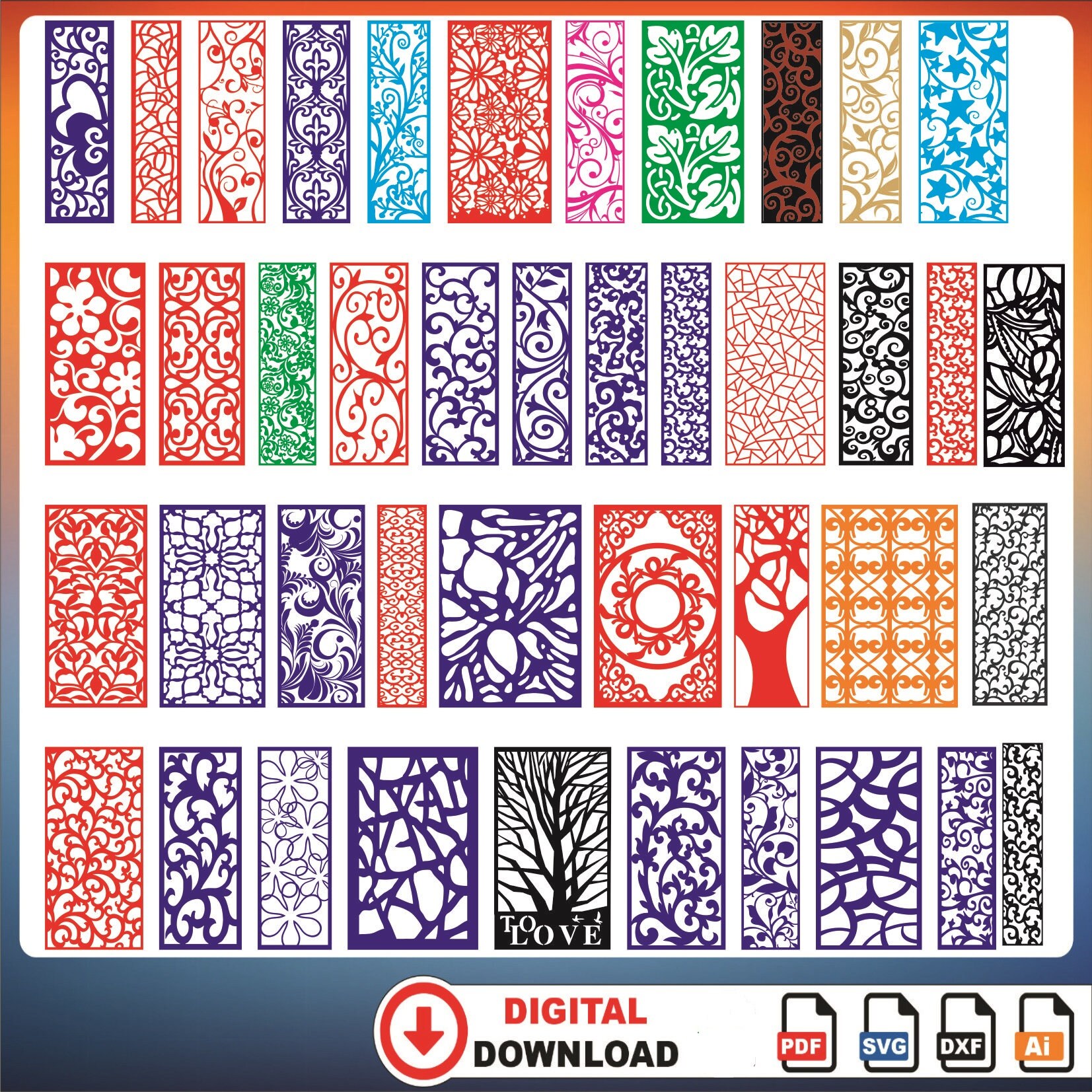 Panel Collection 350cnc Files Panel Dxf Svg,lightburn Art Library for ...