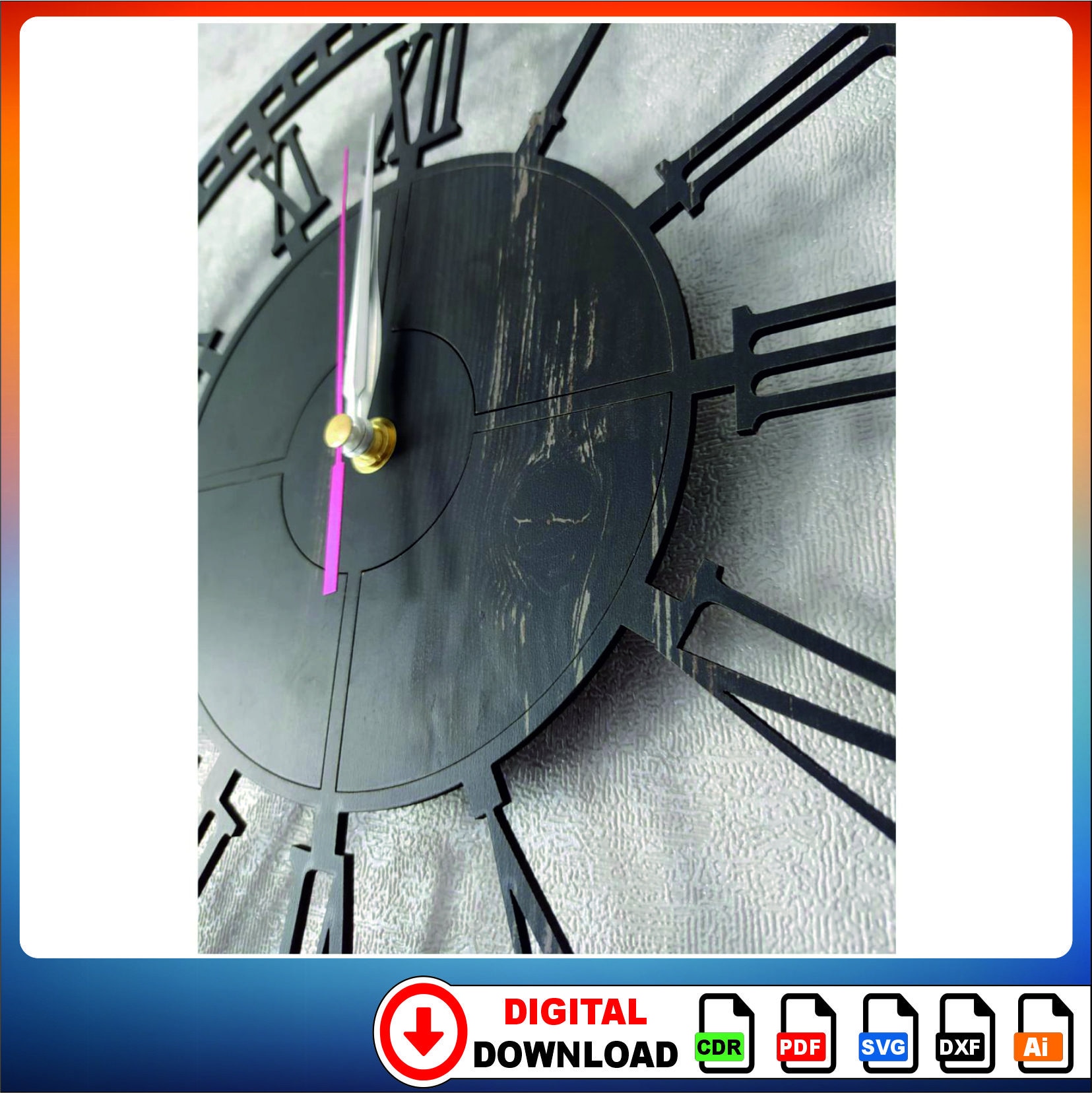 Roman Numeral Clock Laser Cut File SVG, Clock Models, Wall Decoration ...