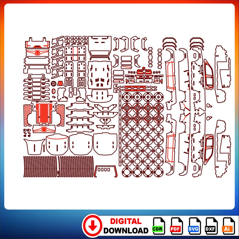 Laser Cut Toyota Hilux 3D Model 3mm Kontrplak 3D Model Lazer Kesim ...