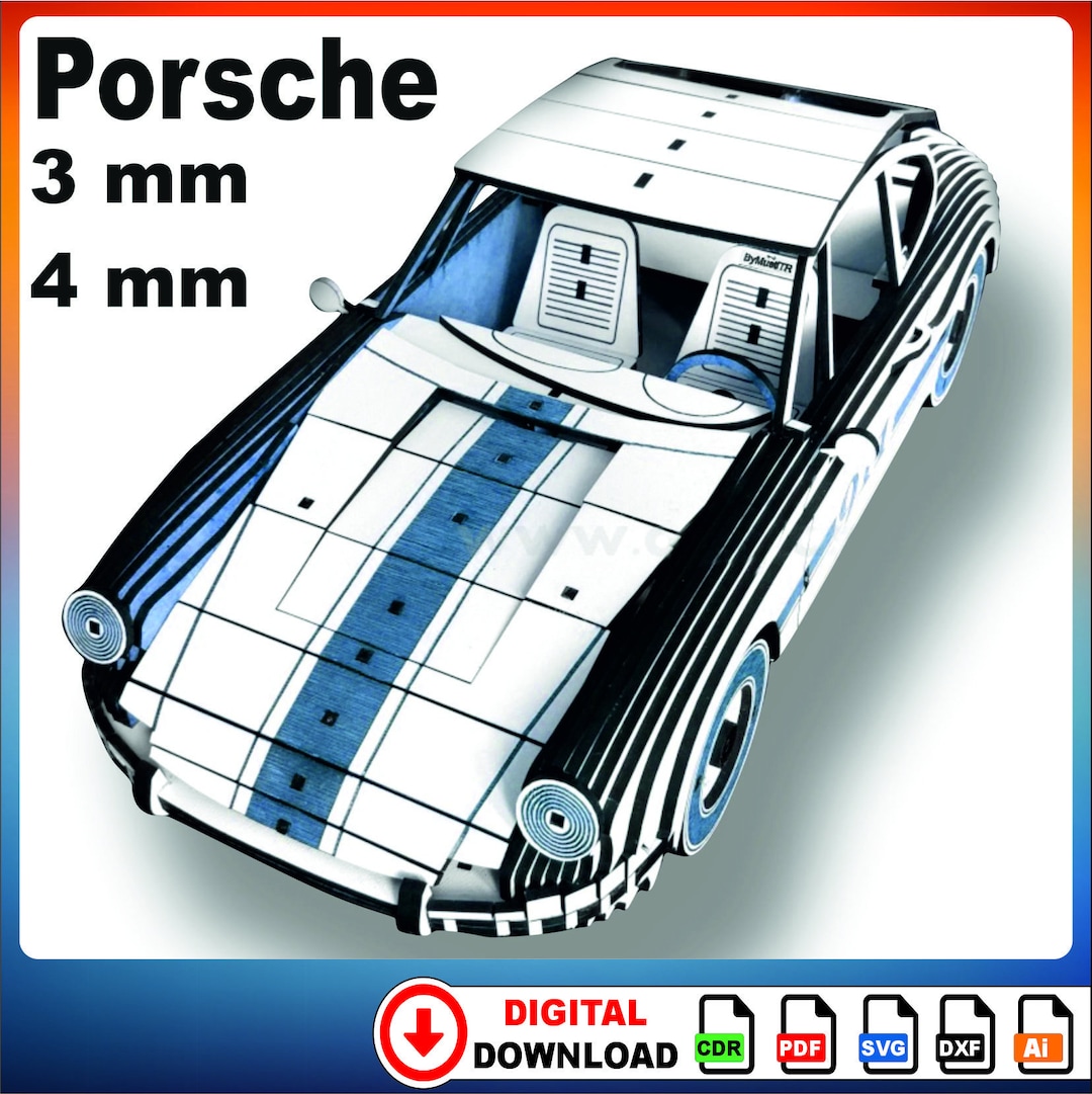 Laser Cutting, 3d Puzzle Porsche Wooden Car, Model Porsche Wooden Cnc ...