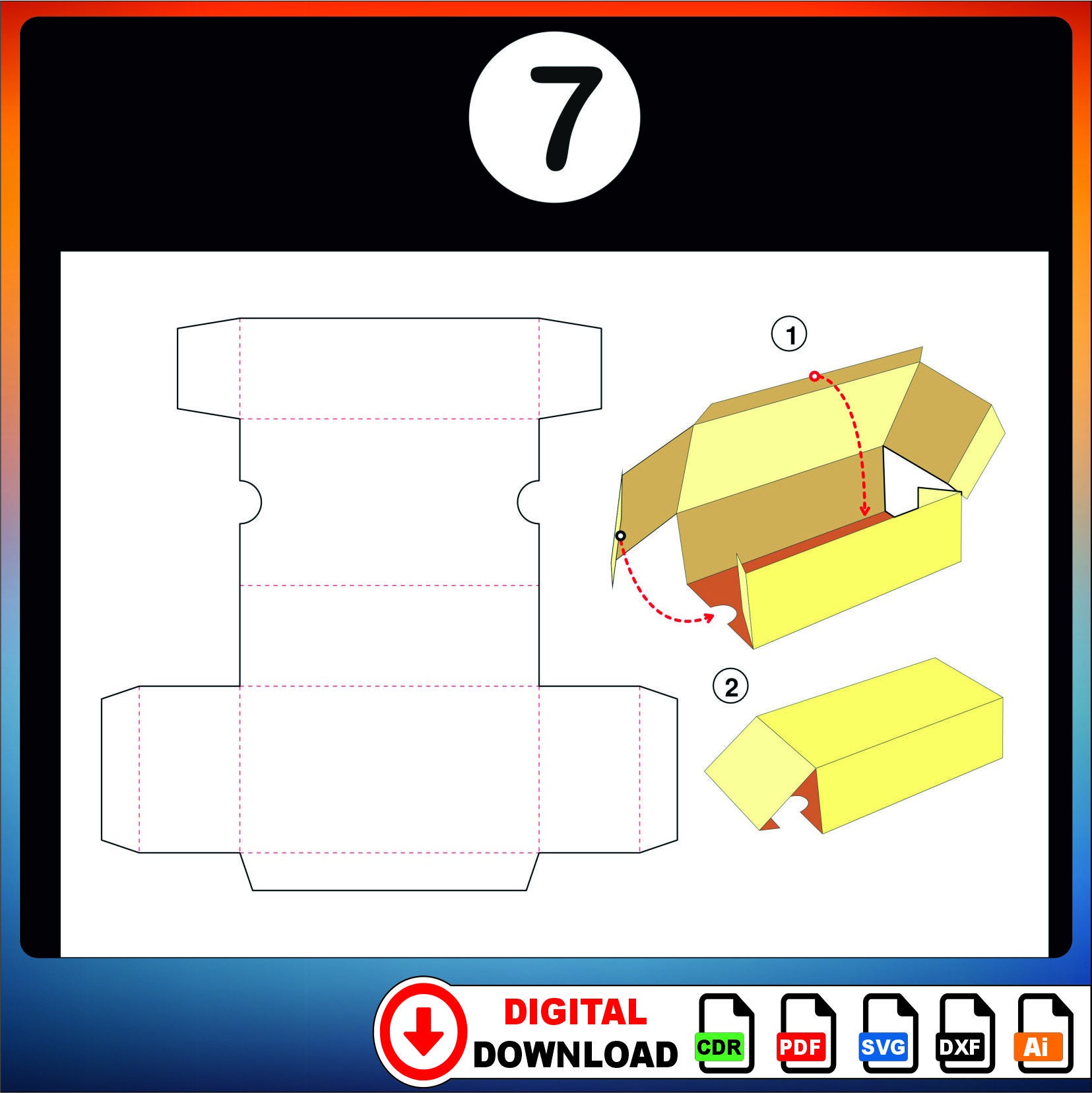 8pcs Cardboard Box - Flat Design Box Die Cutting Template Storage ...