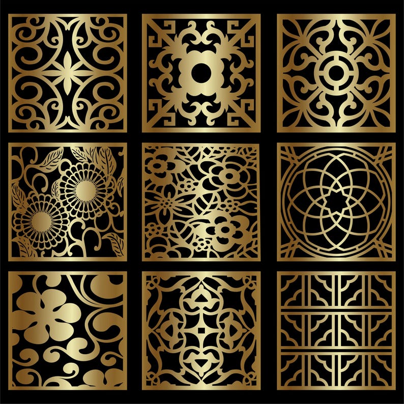 Square Panel Gold Panels Laser Cut Panels Decorative Floor Panels ...