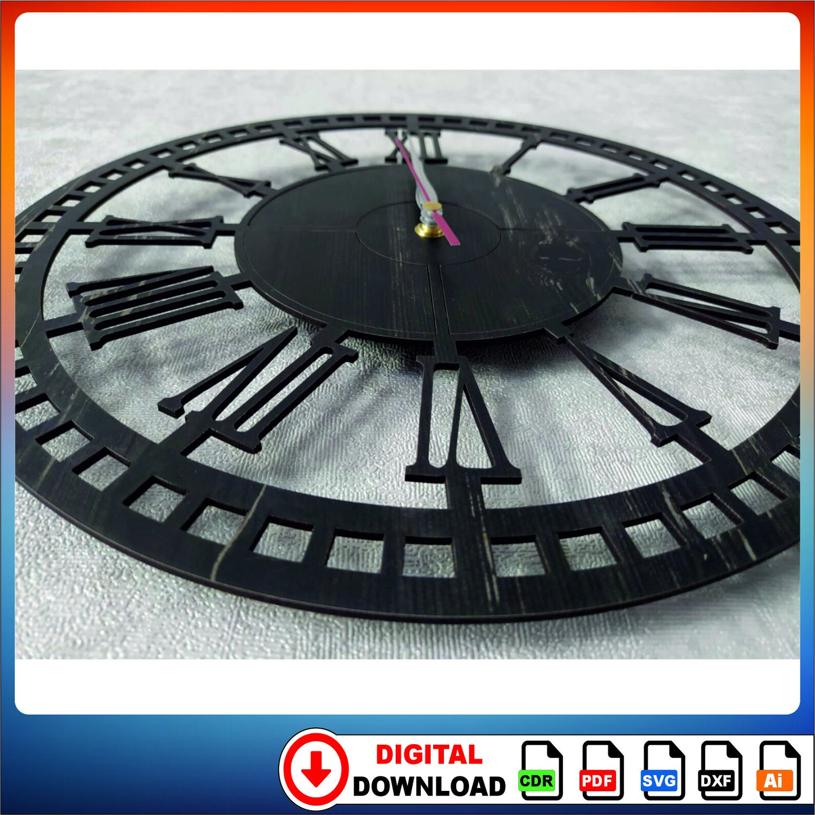 Roman Numeral Clock Laser Cut File SVG, Clock Models, Wall Decoration ...