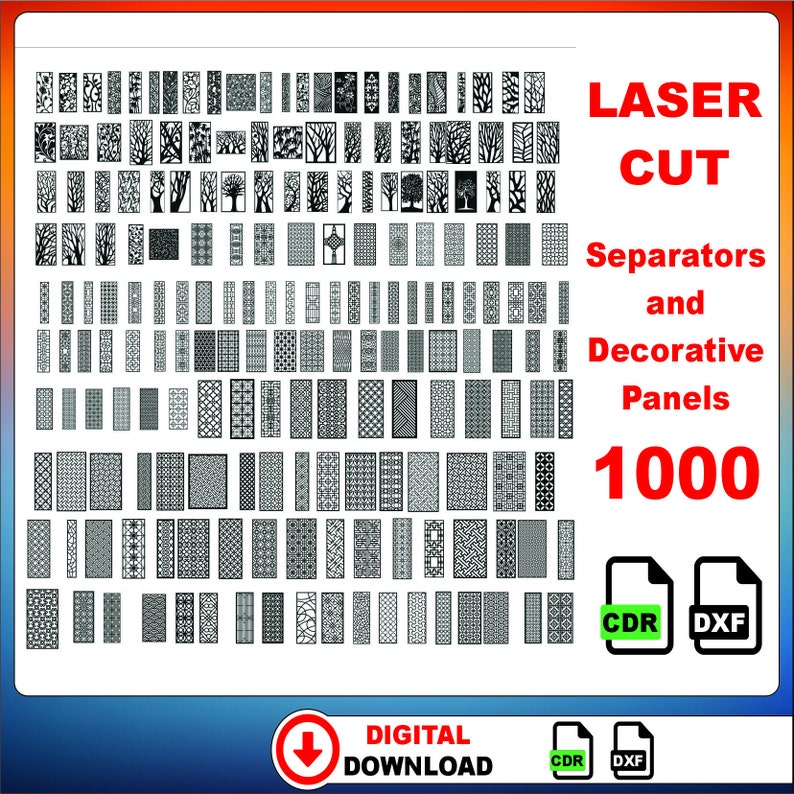 Panel Collection 1000 Cnc Files Panel Dxf Svg,lightburn Art Library ...