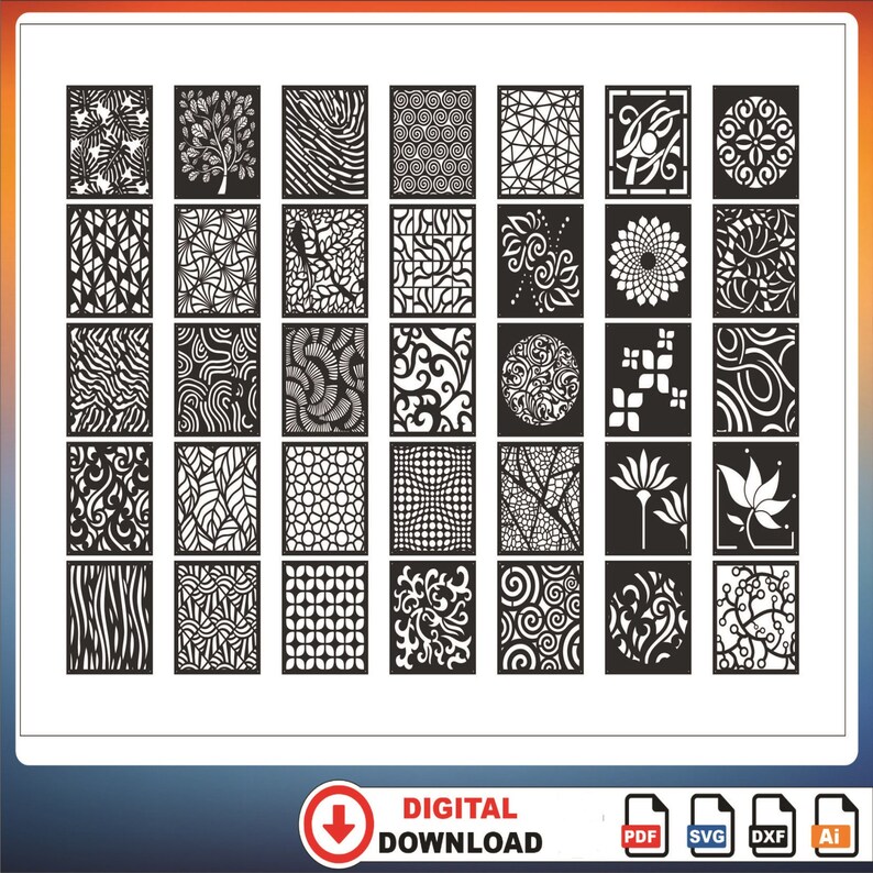 Panel Collection 350cnc Files Panel Dxf Svg,lightburn Art Library for ...