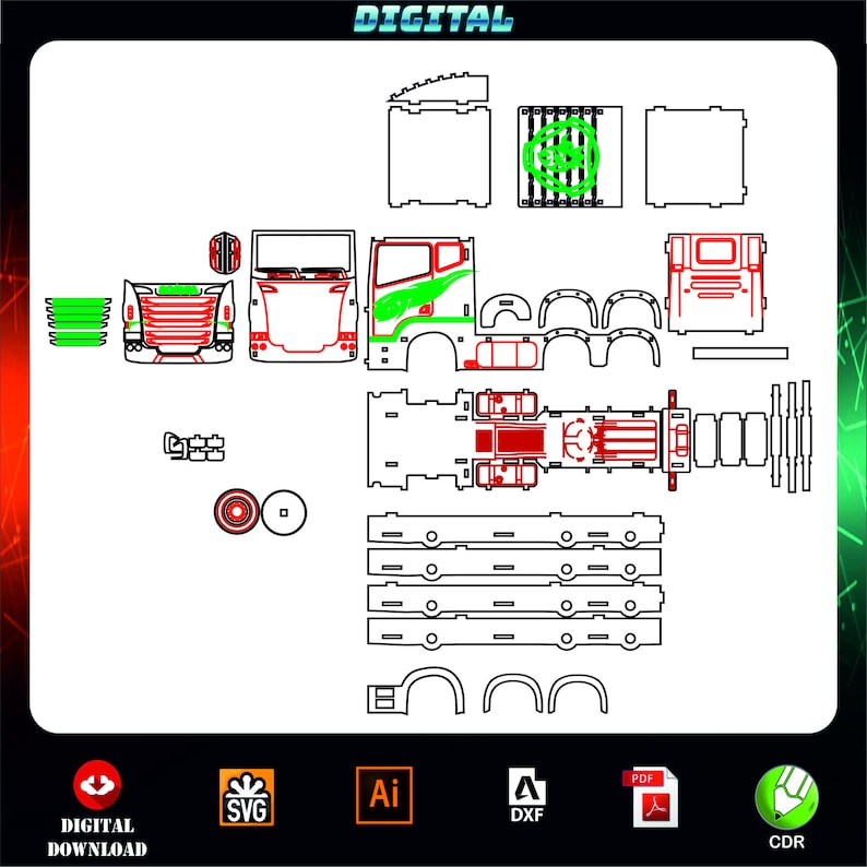 Laser Cutting Scania R580 - 3mm Cnc Laser File, File for Laser 3D ...