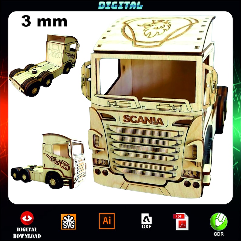 Laser Cutting Scania R580 - 3mm Cnc Laser File, File for Laser 3D ...