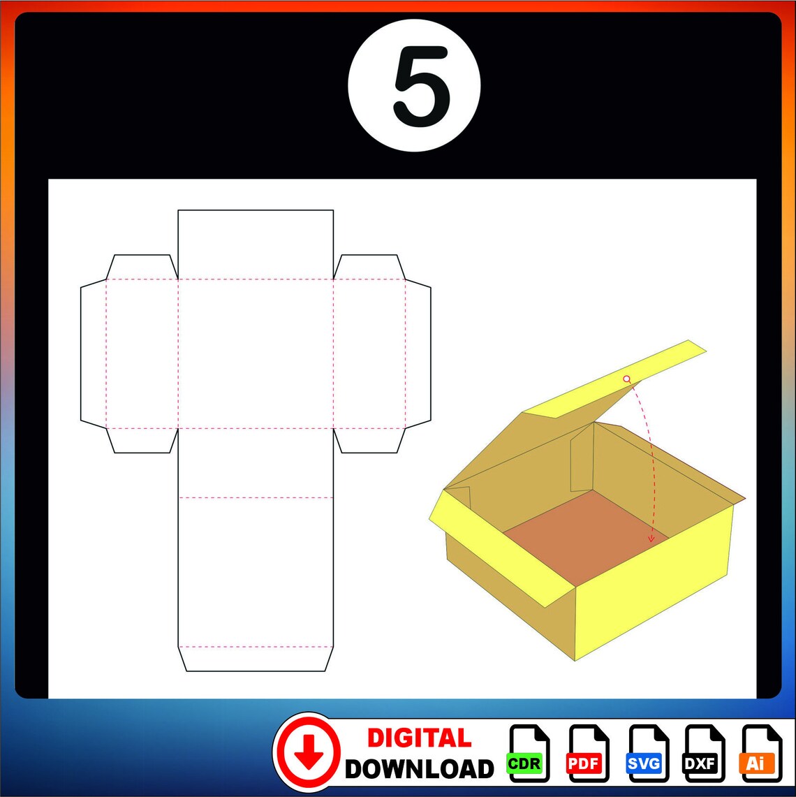 8pcs Cardboard Box - Flat Design Box Die Cutting Template Storage ...