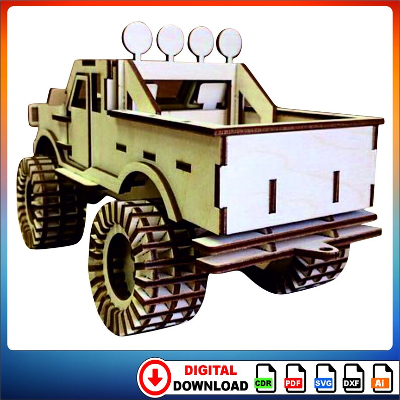 Monster Truck 3D Puzzle 3D Puzzle, Cnc Laser File, Laser Svg, 3D Puzzle ...