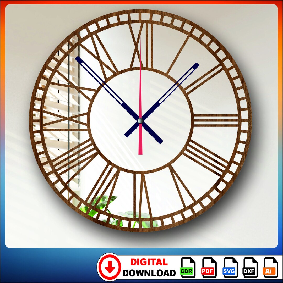 Laser Cut Roman Numbers Large Wall Clock, Clock Models, Wall Decoration ...
