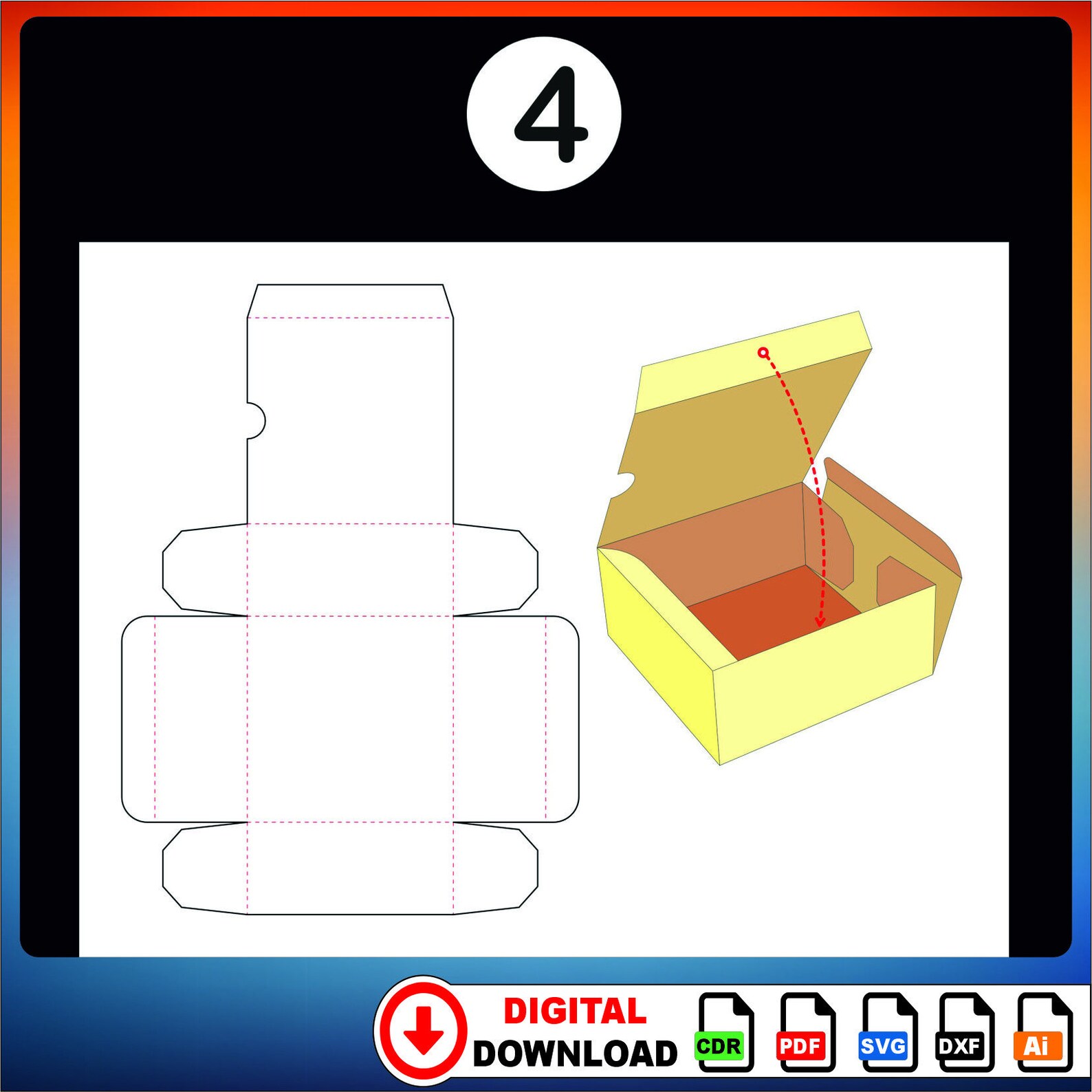 8pcs Cardboard Box - Flat Design Box Die Cutting Template Storage ...