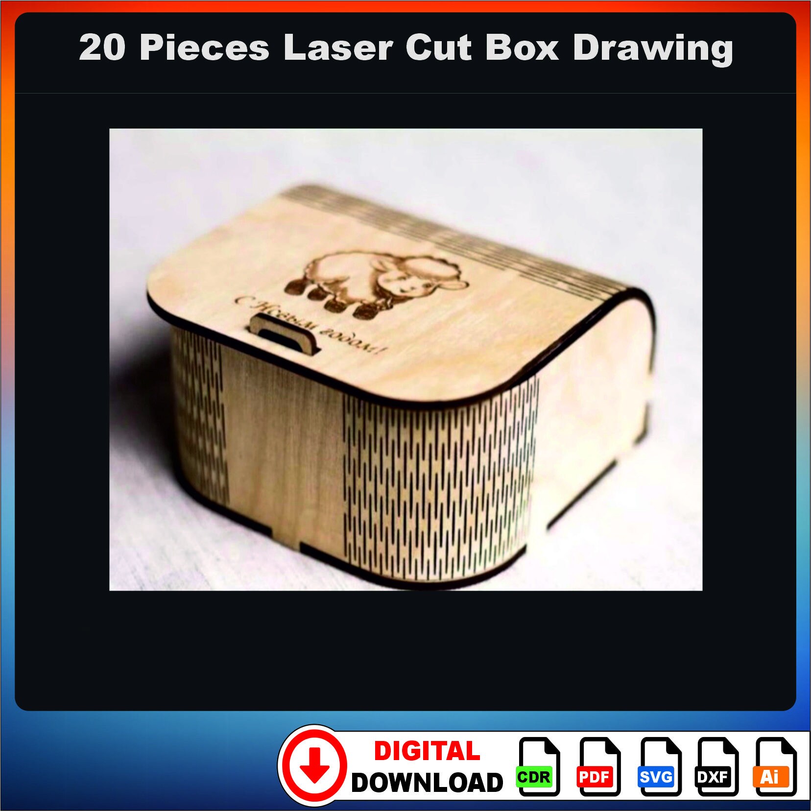 20 Pieces Decorative Wooden Gift Box Laser Cut File - Storage Box With ...
