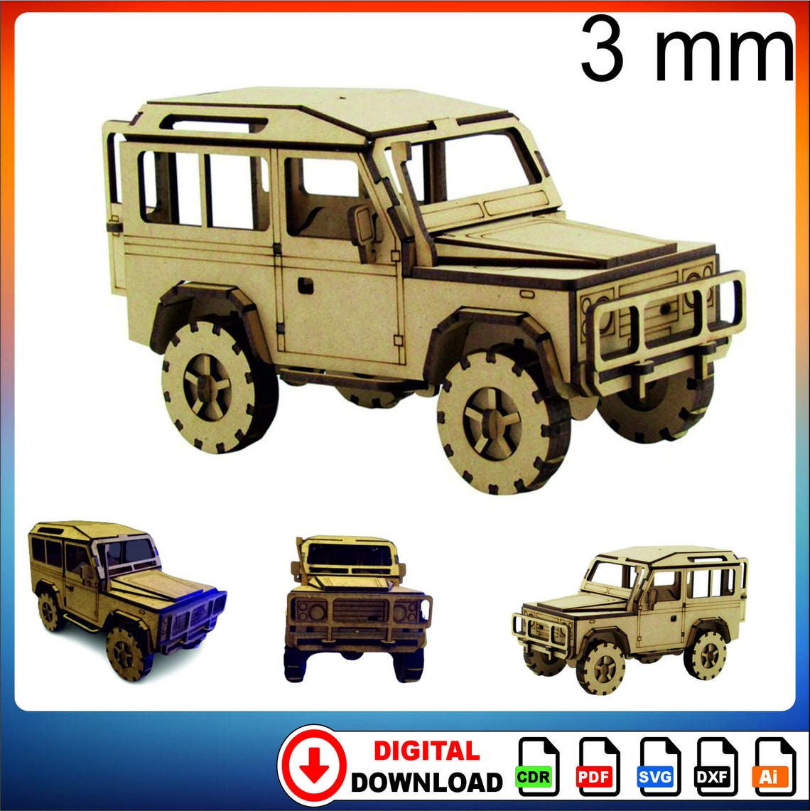 Land Rover Defender Laser Cutting 3D Model, Cnc Laser File, Laser Svg ...