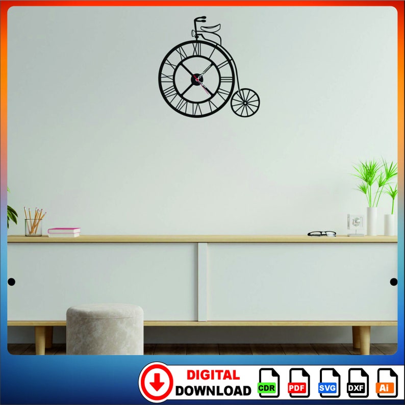 Bike Clock Laser Cut File Wall Clock SVG, Clock Models, Wall Decoration ...