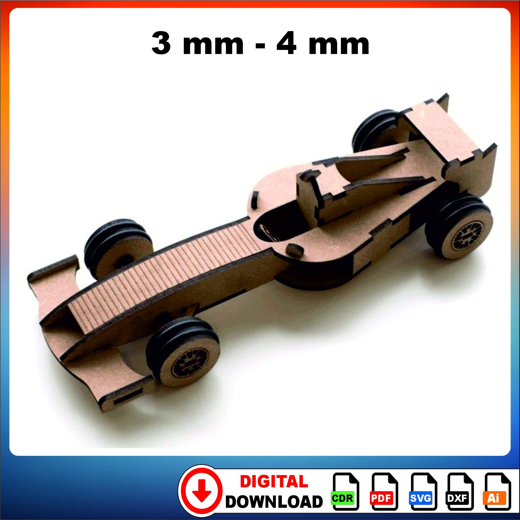 Formula 1 Model Toy PDF File, Kontrplak 3D Modeli, 3D Bulmaca, Lazer ...