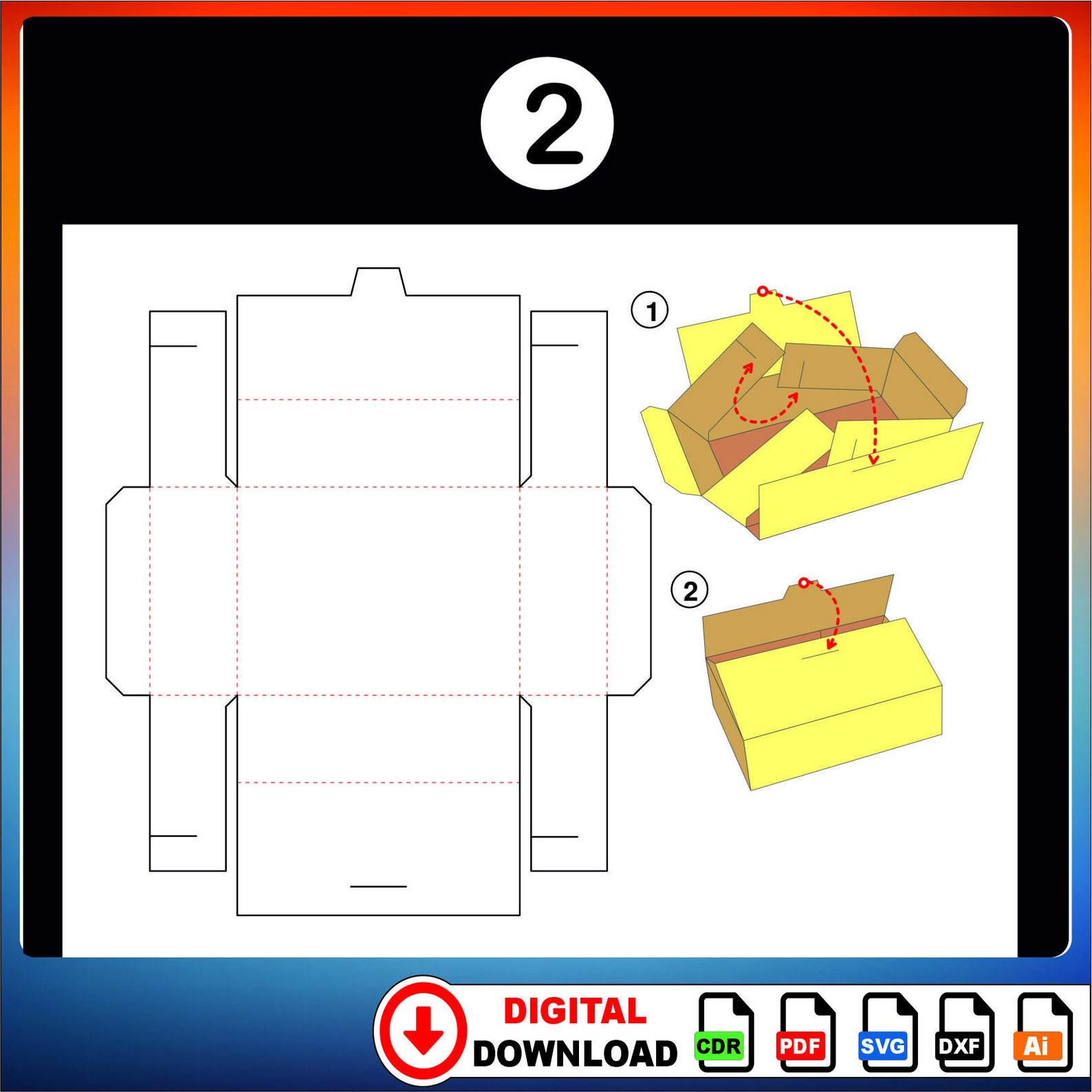 8pcs Cardboard Box - Flat Design Box Die Cutting Template Storage ...