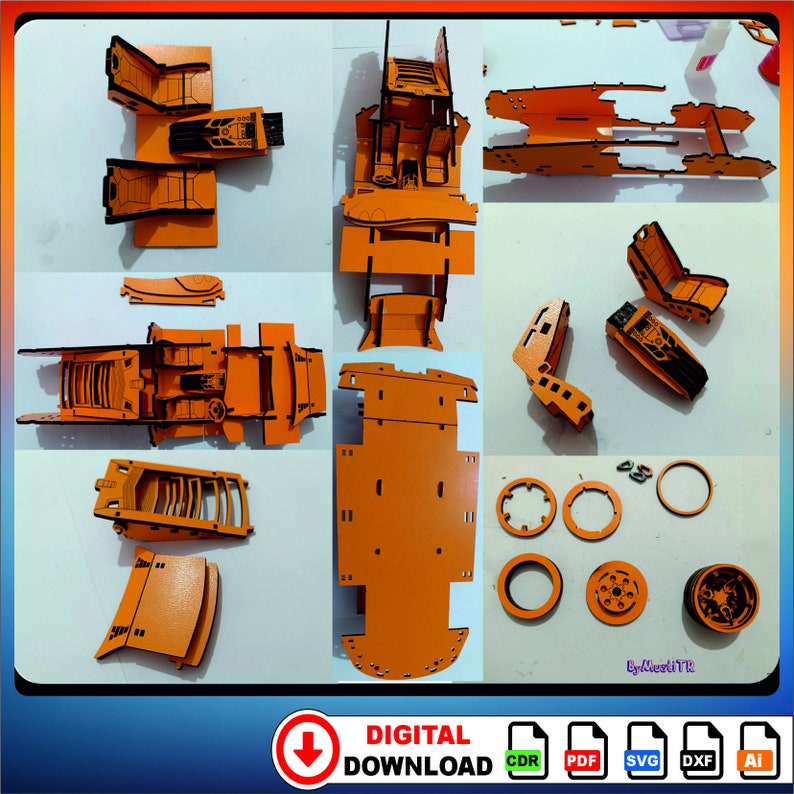 Laser Cut Wooden Lamborghini 3D Puzzle Toy, Digital File, Laser Cutting ...
