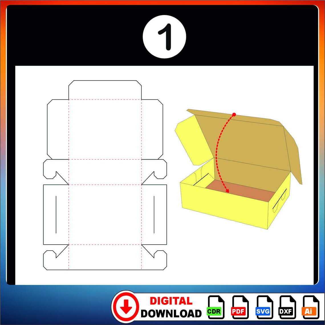 8pcs Cardboard Box - Flat Design Box Die Cutting Template Storage ...