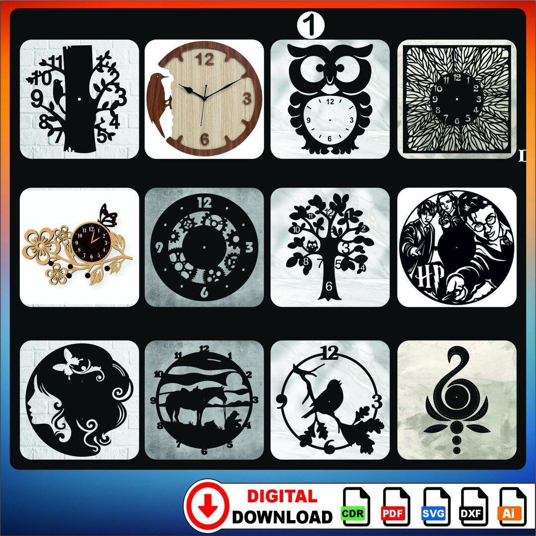60 Laser Cut Clock Wall Decor Clocks, Clock Models, Wall Decoration ...
