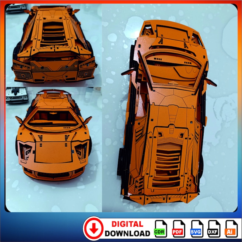 Laser Cut Wooden Lamborghini 3D Puzzle Toy, Digital File, Laser Cutting ...