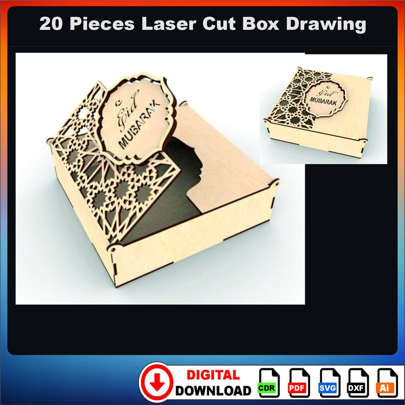 20 Pieces Decorative Wooden Gift Box Laser Cut File - Storage Box With ...