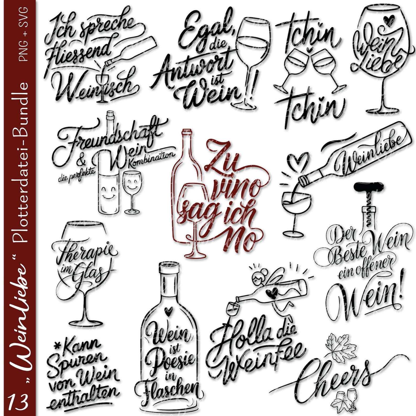 Wine Plotter File Wine Quotes | Plotting Bundle | Wine Cut File ...