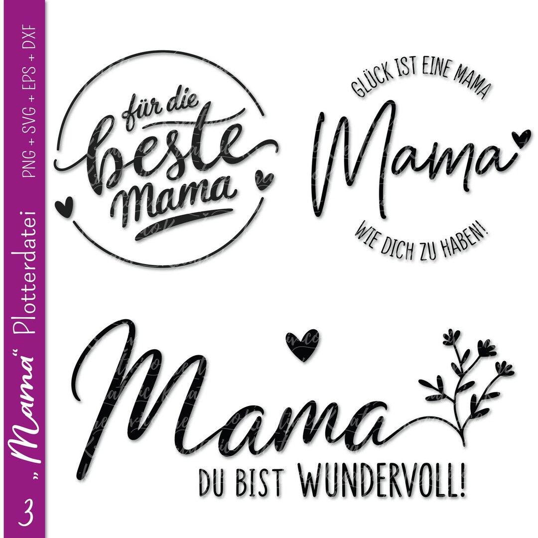 Deutsche Plotterdatei Mama, svg Bundle Mama, Deutsch Mama Sprüche png ...