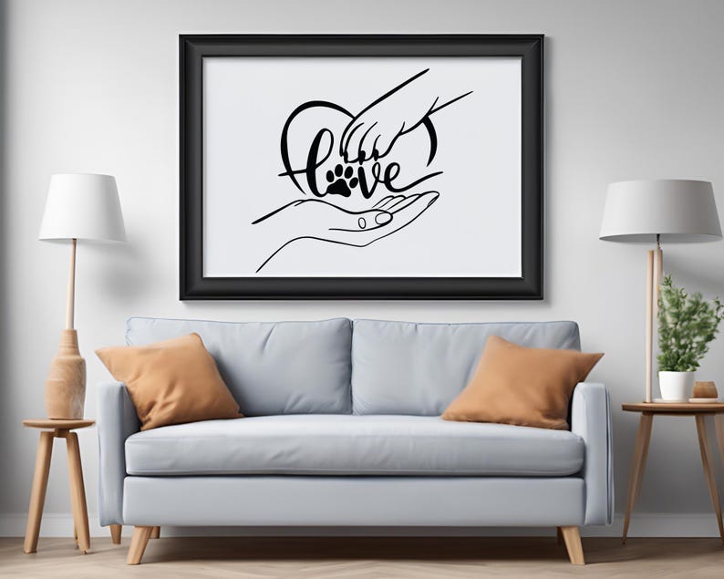 Paw and Hand Svg, Paw Love Svg, Valentine Pet Png, Dog Mom Eps, Dog Paw ...
