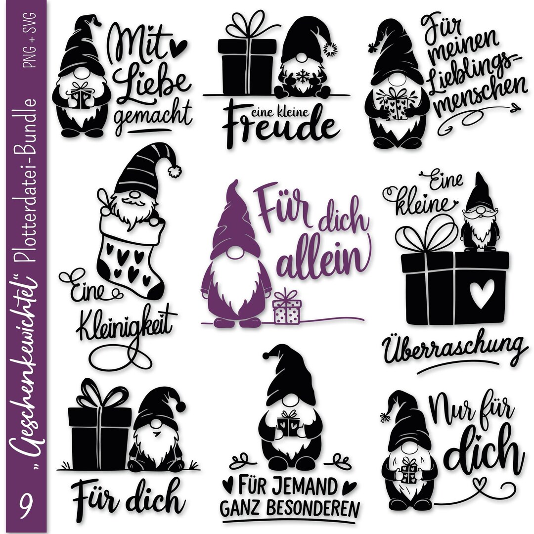 German Plotter File Gift Elf | Elf SVG Bundle | Gift SVG | Gift Sayings ...