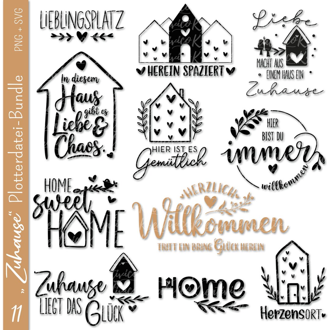 Deutsche Plotterdatei Zuhause | Home svg Bundle | Schutzengel svg | Deutsche Sprüche Haus ...