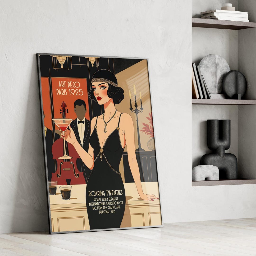Art Deco Flapper Girl Poster | Roaring Twenties Party Wall Art ...