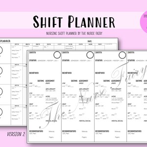 Nurse Shift Planner- Day Shifts (AM + PM) - Hourly Planner and Patient ...